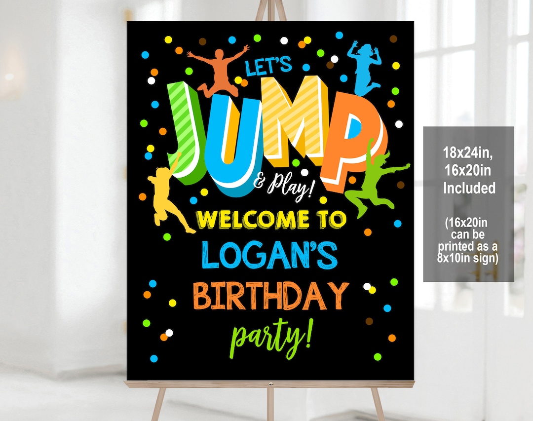 Jump Birthday Welcome Sign Trampoline Party Welcome Poster Bounce House ...