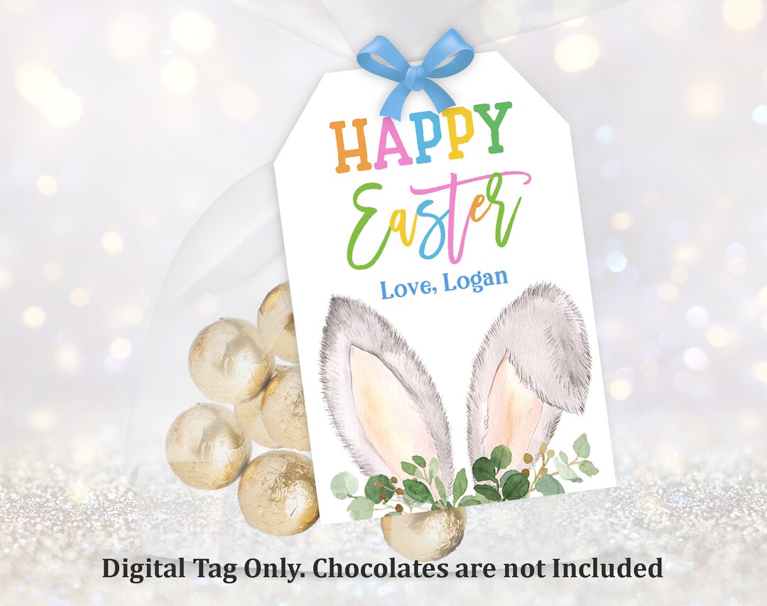 Easter Gift Tags Bunny Basket Label Party Favor Tag Kids Classroom ...