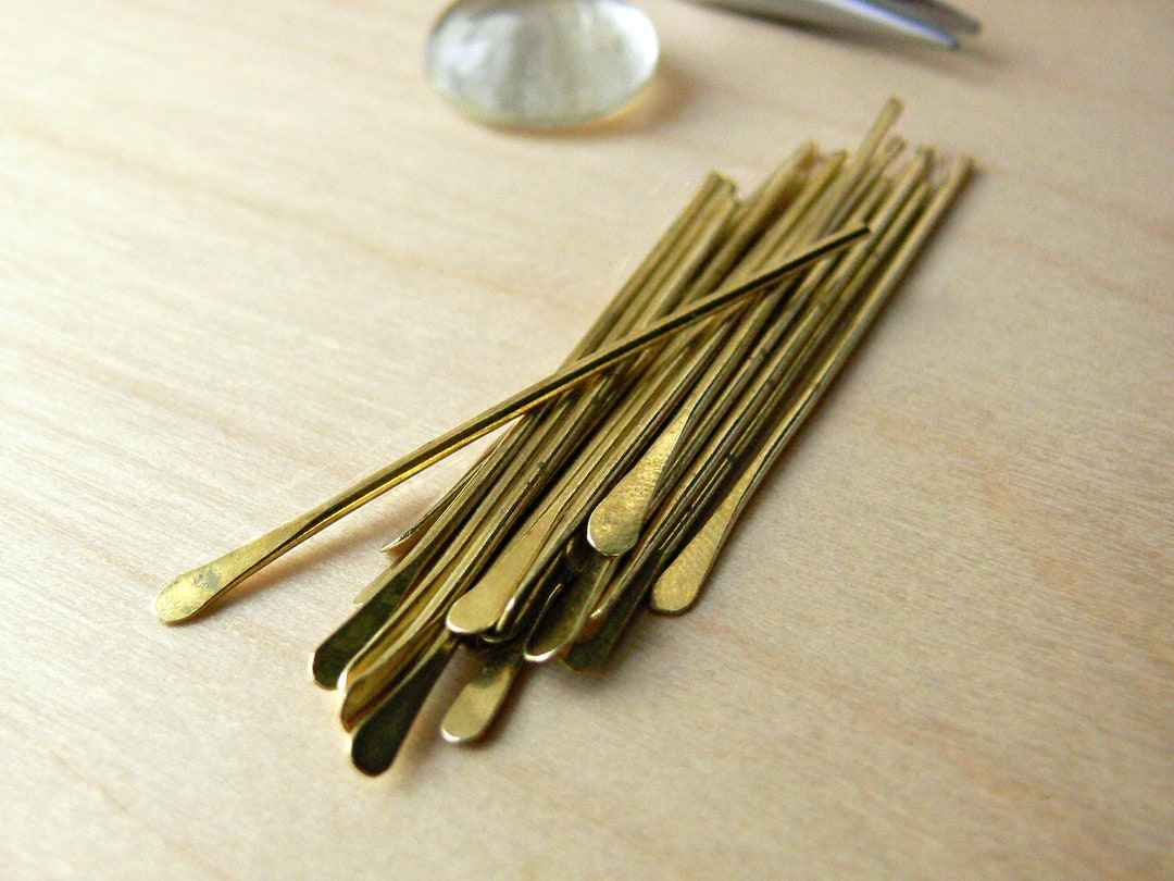 Brass Headpins - Bare Brass Paddle End Head Pins - Handmade Findings ...