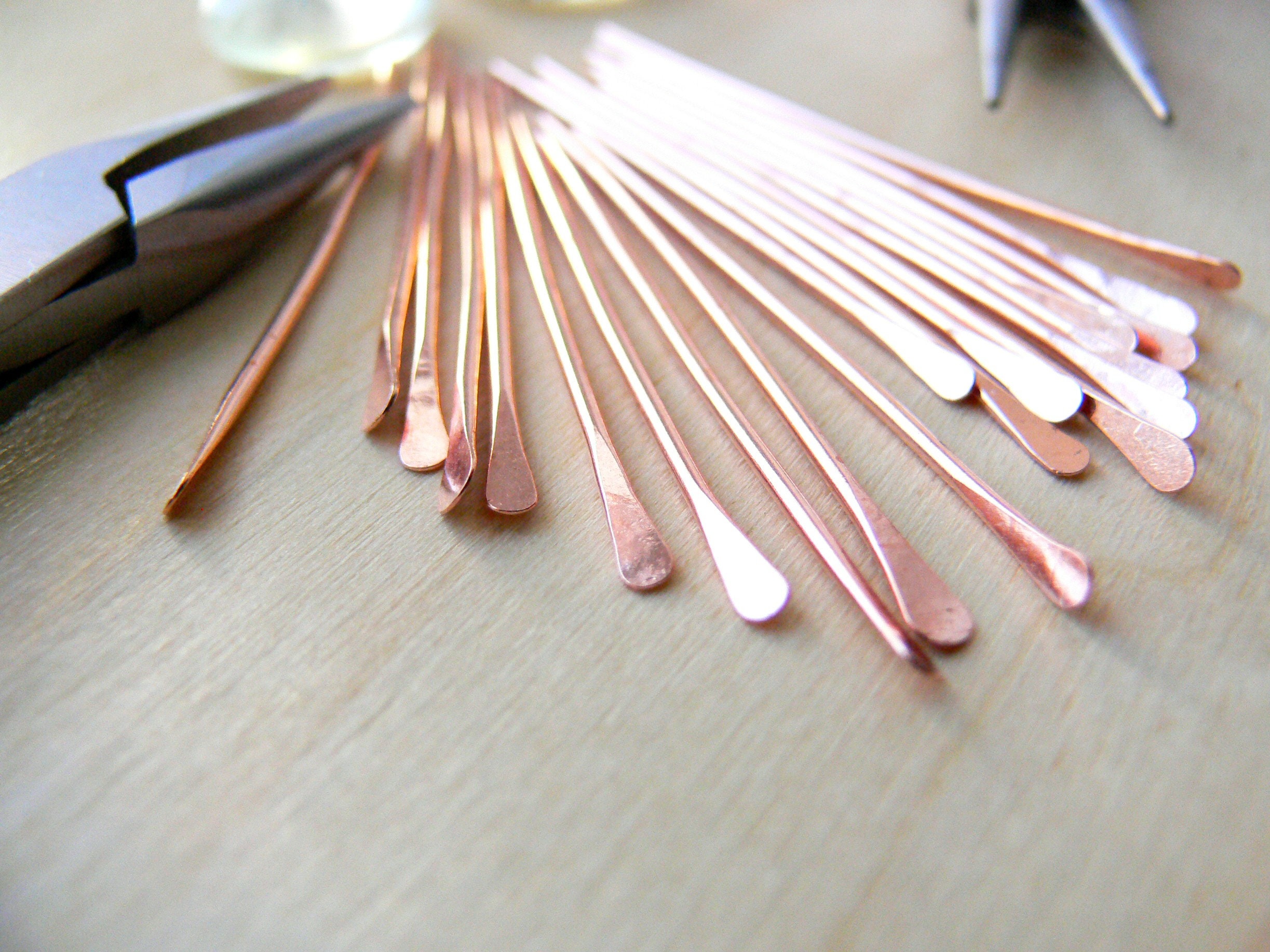 Bare Copper Head Pins Paddle Headpins 10 Pieces Choose - Etsy