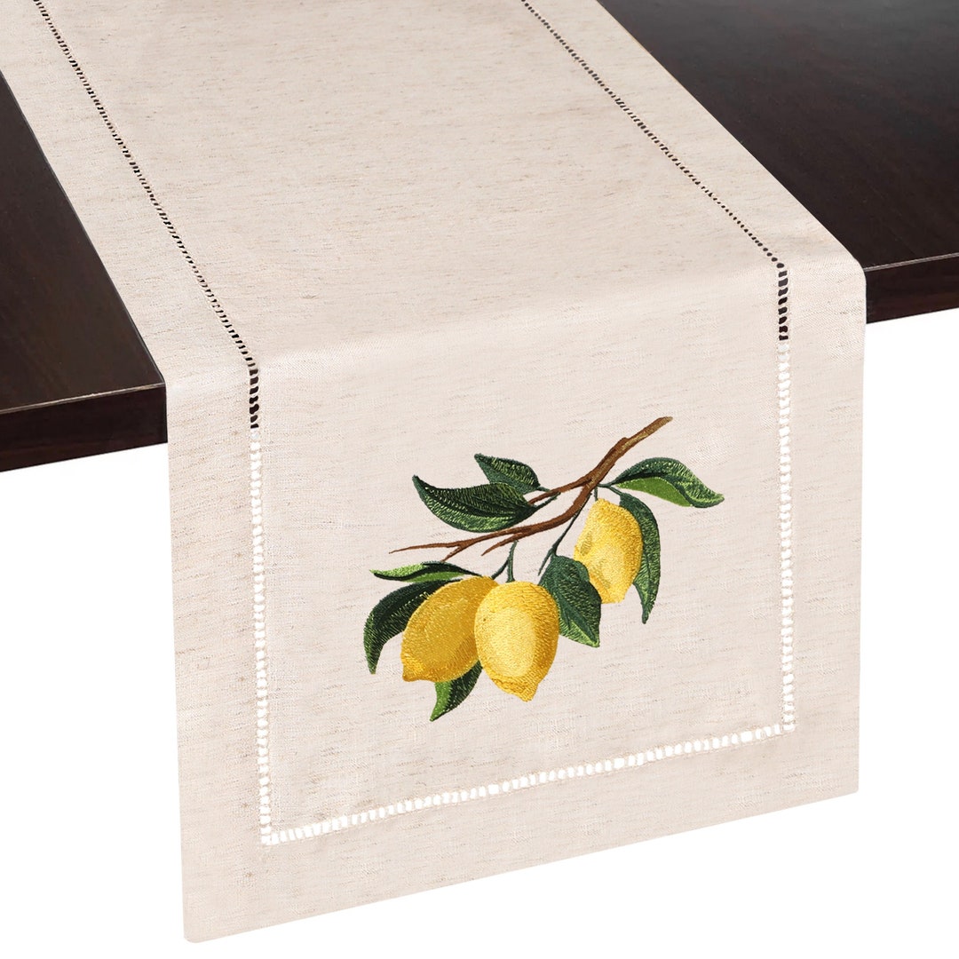 Table Runner, Lemon Embroidery Dinning Room Table Runner, Lemon Decor ...