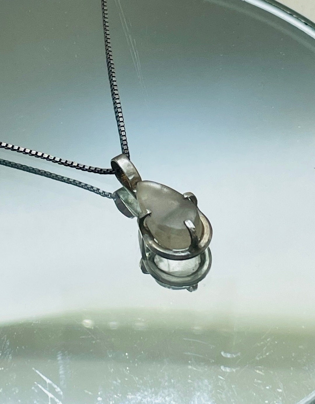 Fine Silver Milky Quartz Crystal Pendant: Hand-cabbed Teardrop Stone - Etsy