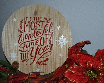 Round christmas sign | Etsy