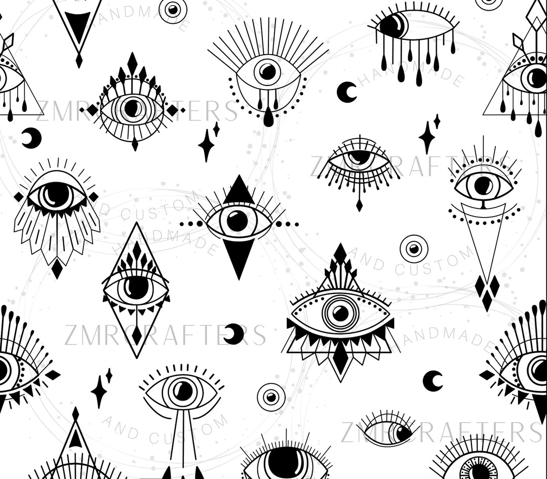Black Evil Eye Seamless Background - Etsy
