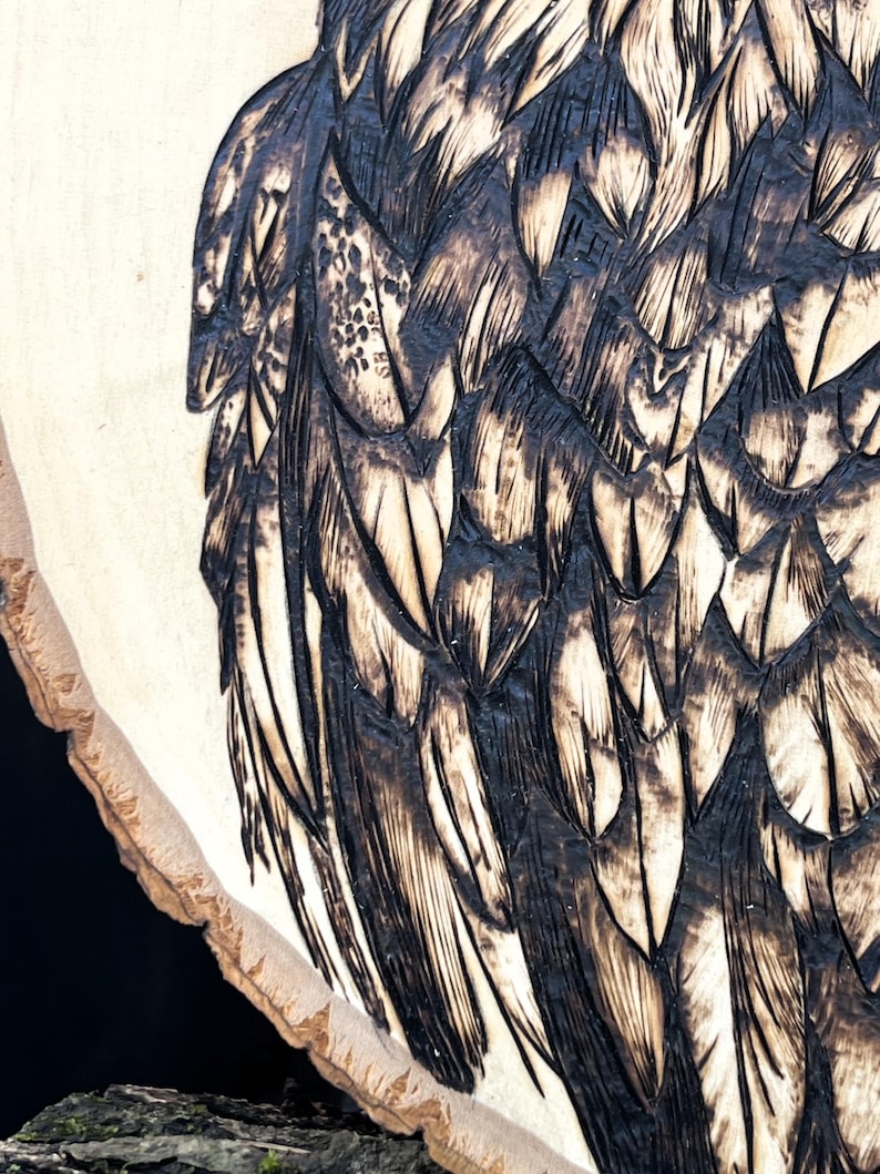 Wood-burned Owl Wood Round - Etsy