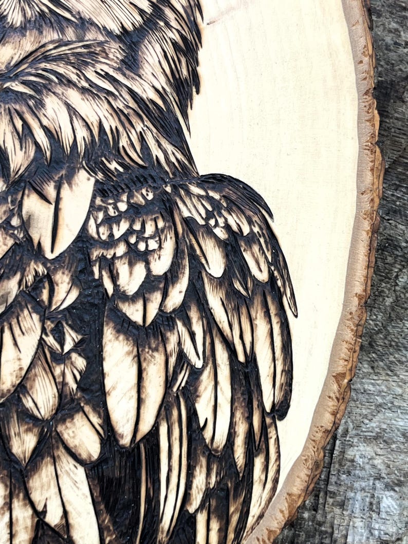 Wood-burned Owl Wood Round - Etsy