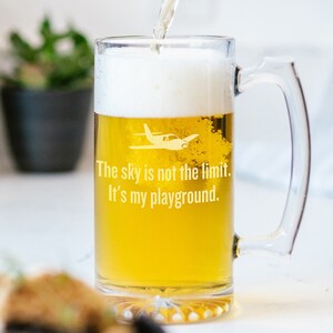 Funny Pilot Beer Mug Pilot Gift Idea Aviator Present the Sky is Not the ...