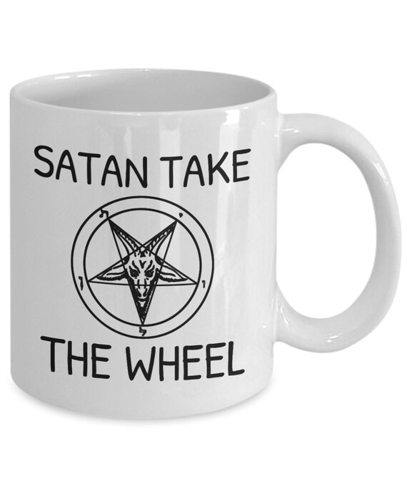 Kitchen & Dining Satanist Gift Idea Baphomet Gift Satan Take The Wheel ...
