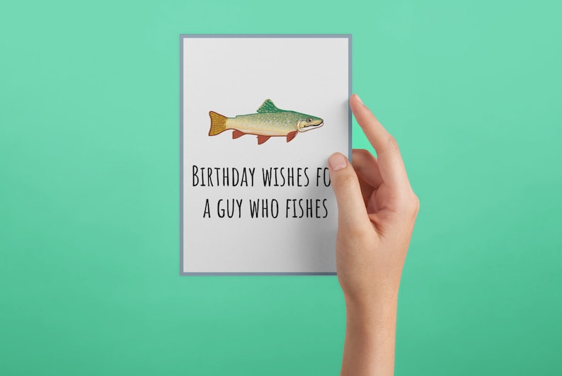 Printable Fishing Birthday Card Cute Fishing Card Birthday | Etsy