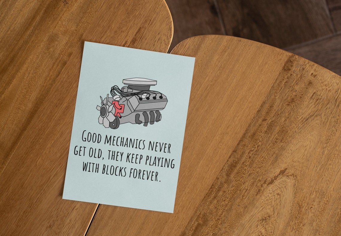 Printable Mechanic Birthday Card - Funny Mechanic Greeting Card - Old ...