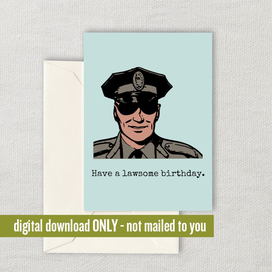 Police Birthday Card - Policeman Printable Card - Cop Birthday Card ...