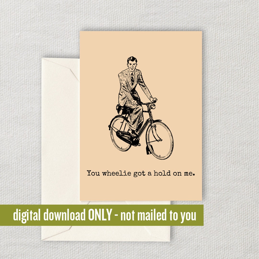 Cute Cyclist Card - Cyclist Printable Cards - Vintage Bicycle Card ...