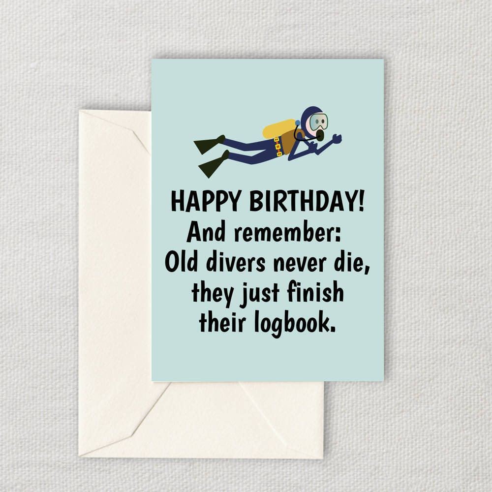 Diver Printable Birthday Card - Scuba Diver Birthday Card - Scuba ...