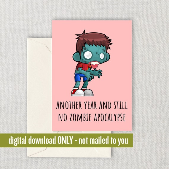 Zombie Printable Card Zombie Birthday Card Funny Zombie | Etsy