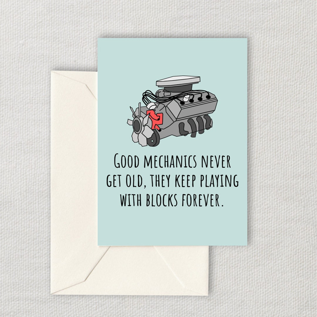 Printable Mechanic Birthday Card - Funny Mechanic Greeting Card - Old ...