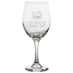 Funny Laser Engraved Capybara Wine Glass – 16 Oz, Capybara Lover Gift ...