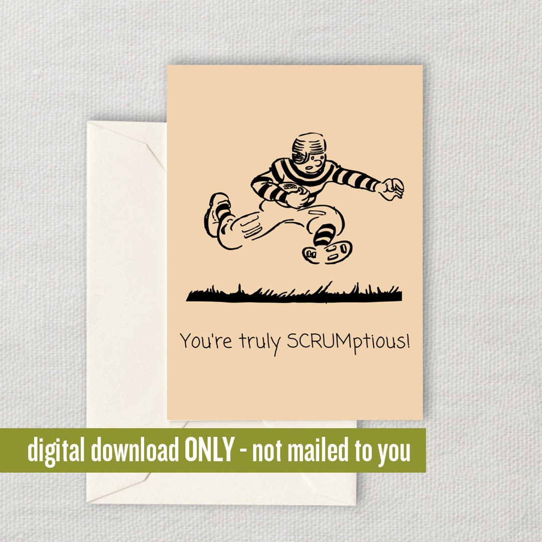 Rugby Greeting Card Rugby Printable Card Rugby Player Gift Valentine's ...