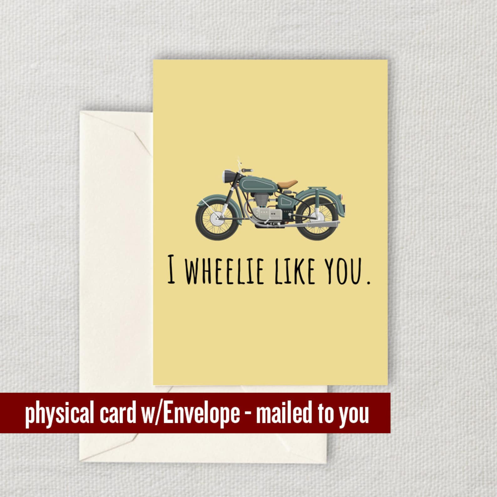 Cute Valentine Card - Motorcycle Love Card - I Wheelie Like You ...
