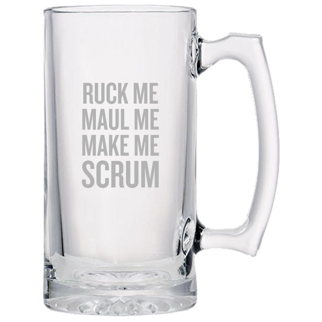 Funny Rugby Beer Mug - Rugby Player Gift Idea - Ruck Me, Maul Me, Make ...