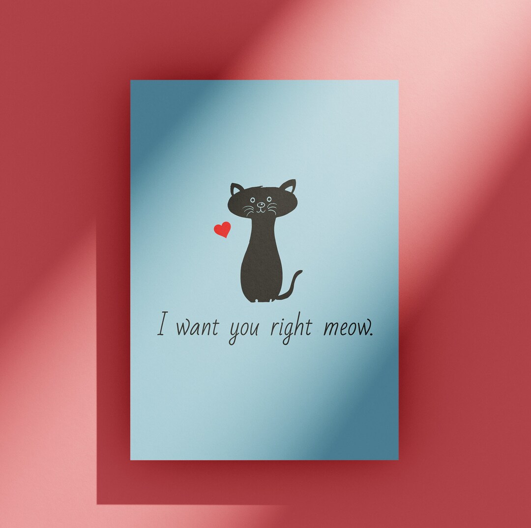 Cute Printable Card - Romantic Printable - Last Minute Card - Cat Valentine Card - Boyfriend or ...
