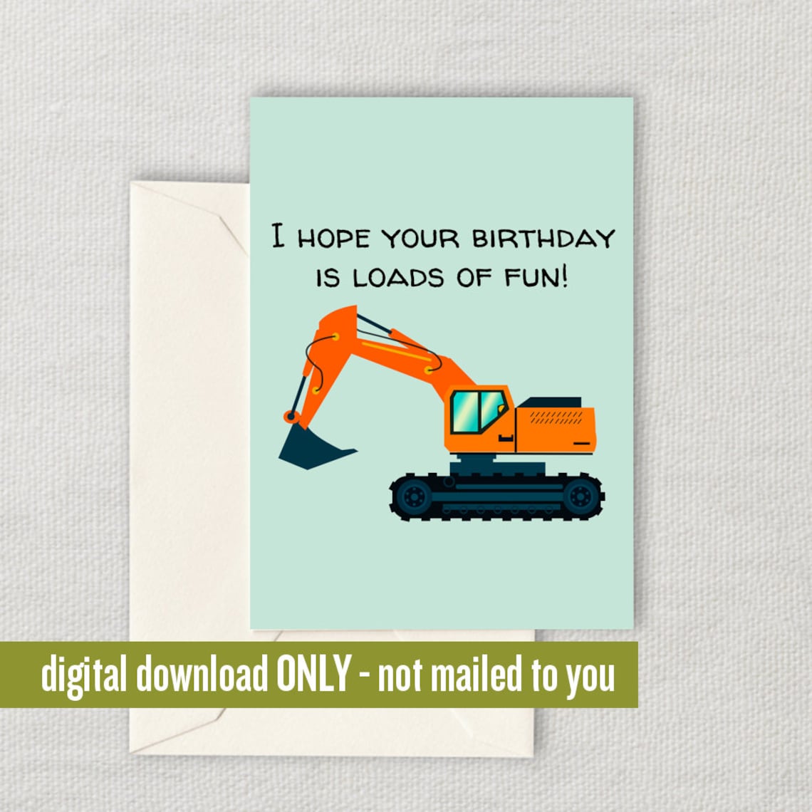 Excavator Birthday Card - Excavator Operator Card - Heavy Equipment ...