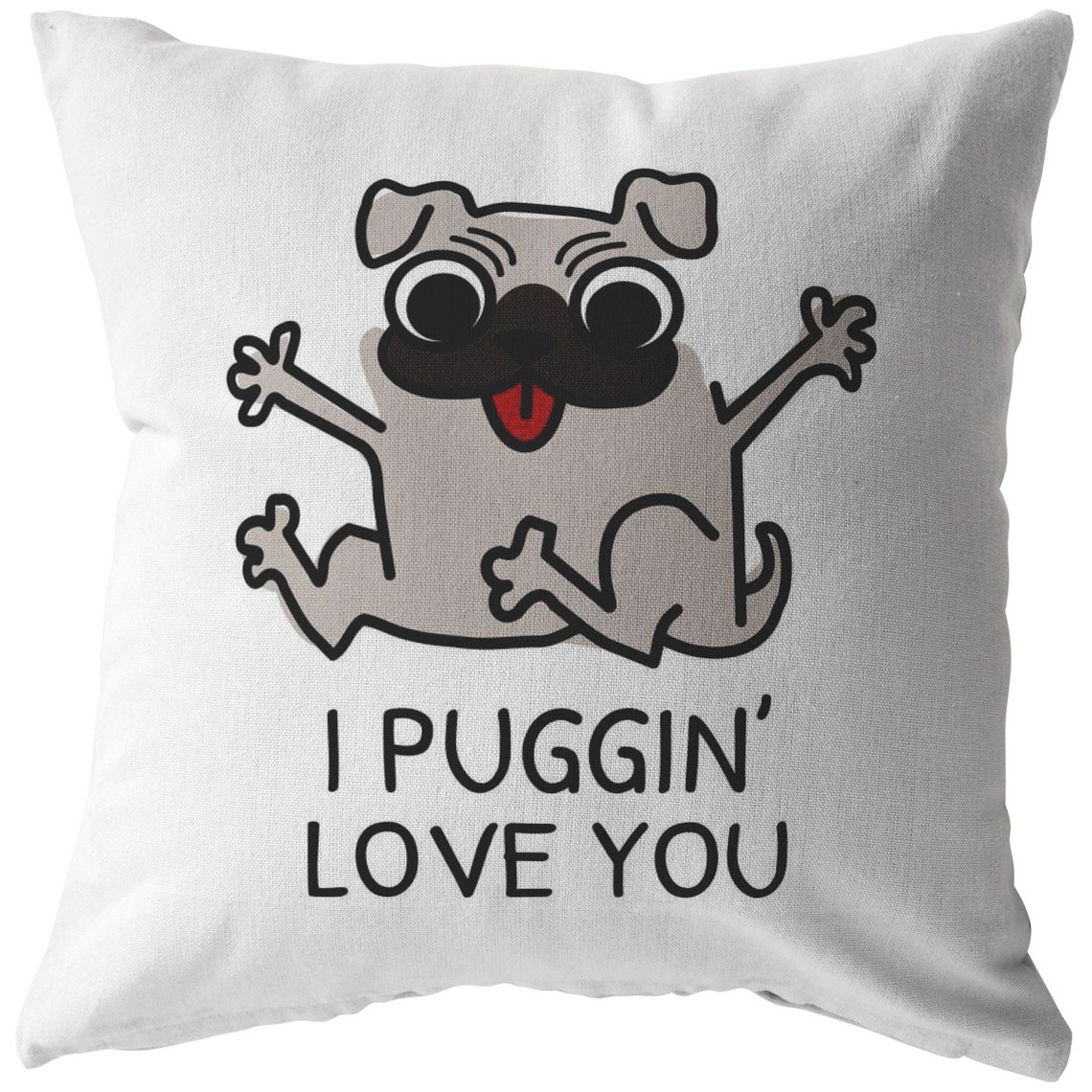 Cute Pug Throw Pillow Funny Romantic Gift Boyfriend or | Etsy
