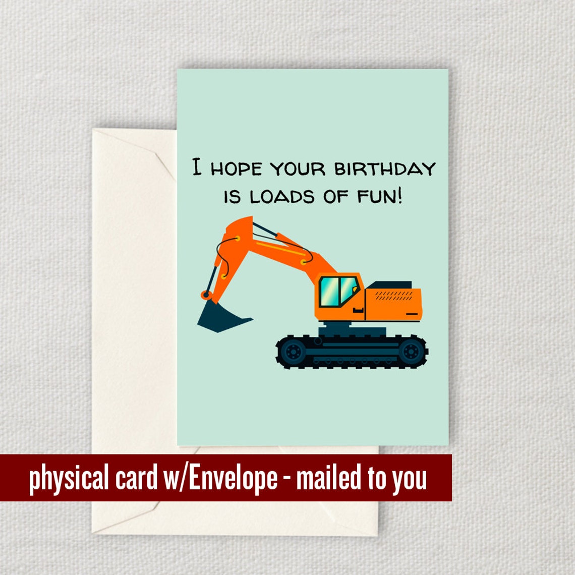 Excavator Birthday Card - Excavator Operator Card - Heavy Equipment ...