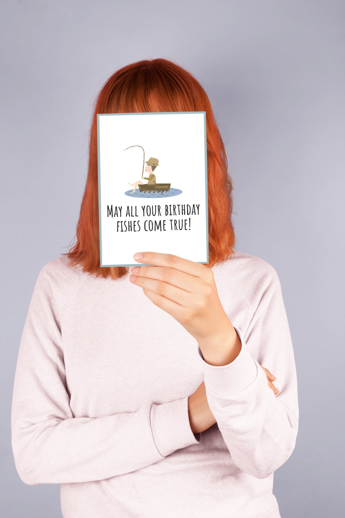 Printable Fishing Birthday Card Cute Fishing Card May All - Etsy