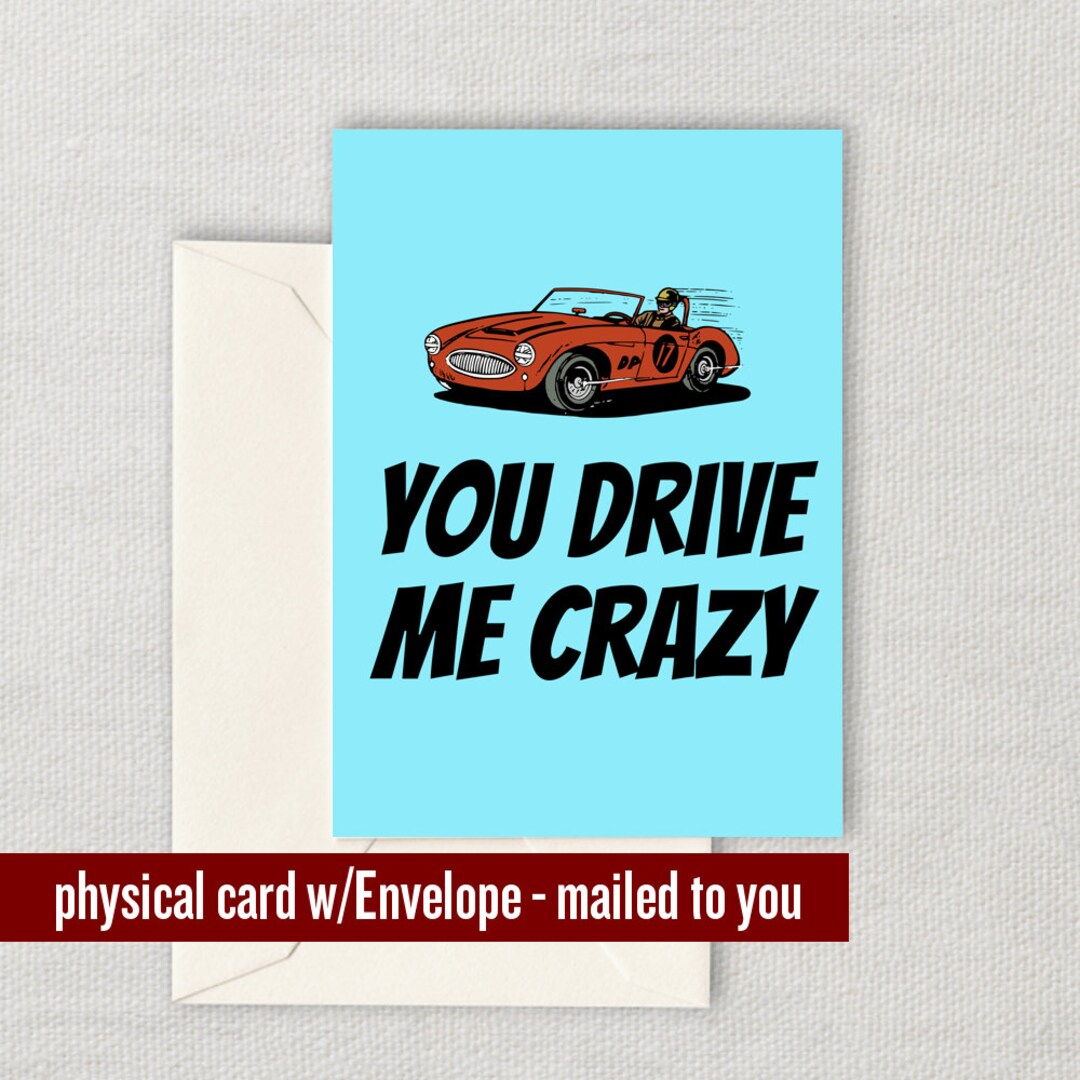 Race Car Greeting Card - Vintage Card Valentine - Anniversary Card ...