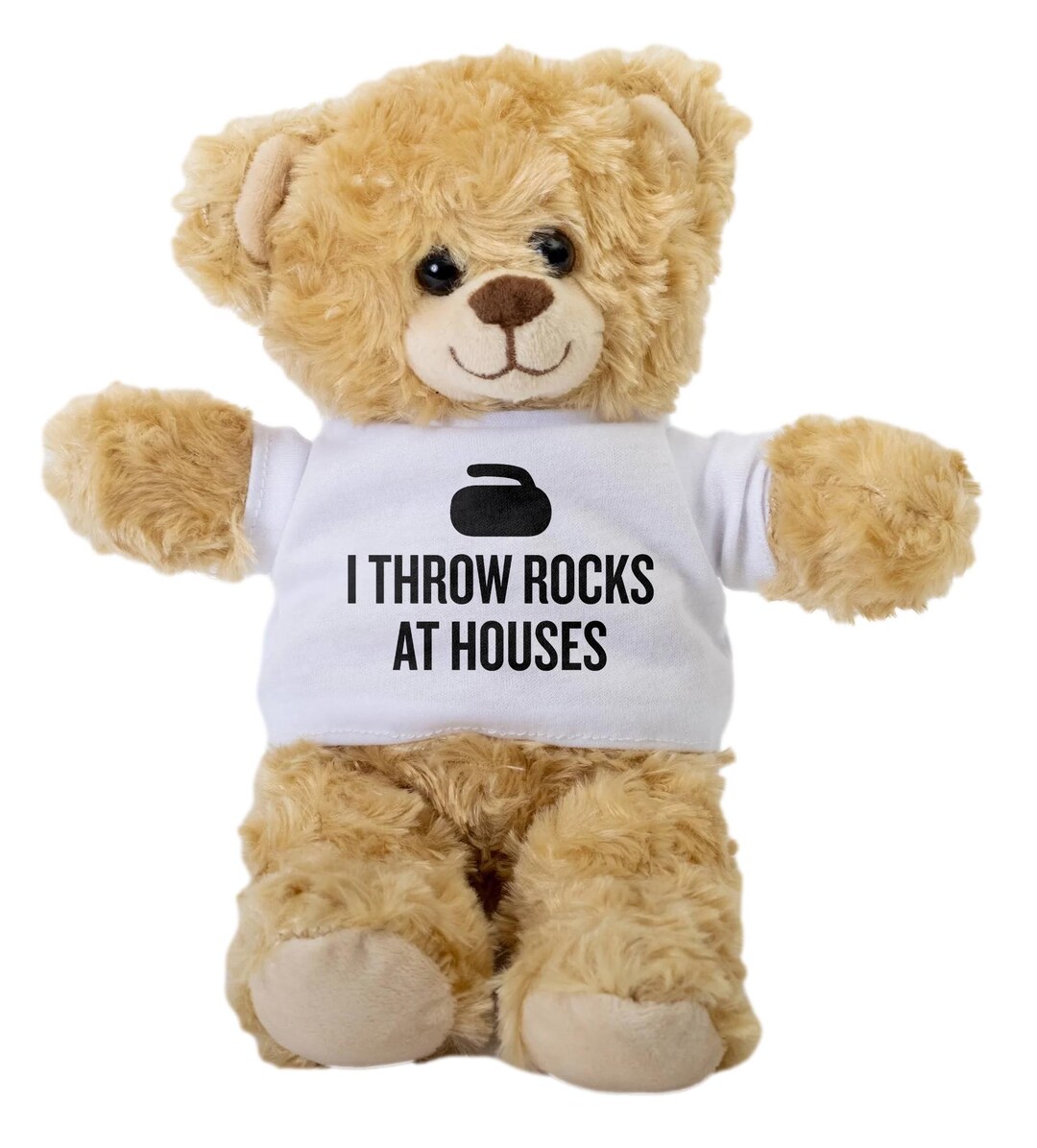 Curling Teddy Bear - I Throw Rocks at Houses, Funny Curling Player Gift ...