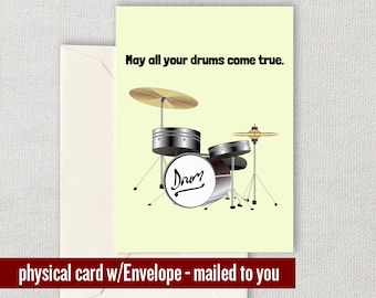 Drum Birthday Card May All Your Drums Come True Funny Birthday Card for ...
