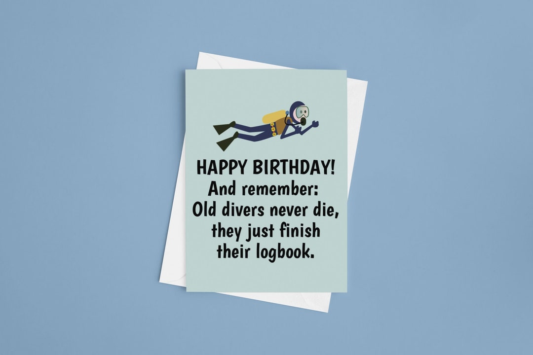Diver Printable Birthday Card - Scuba Diver Birthday Card - Scuba ...