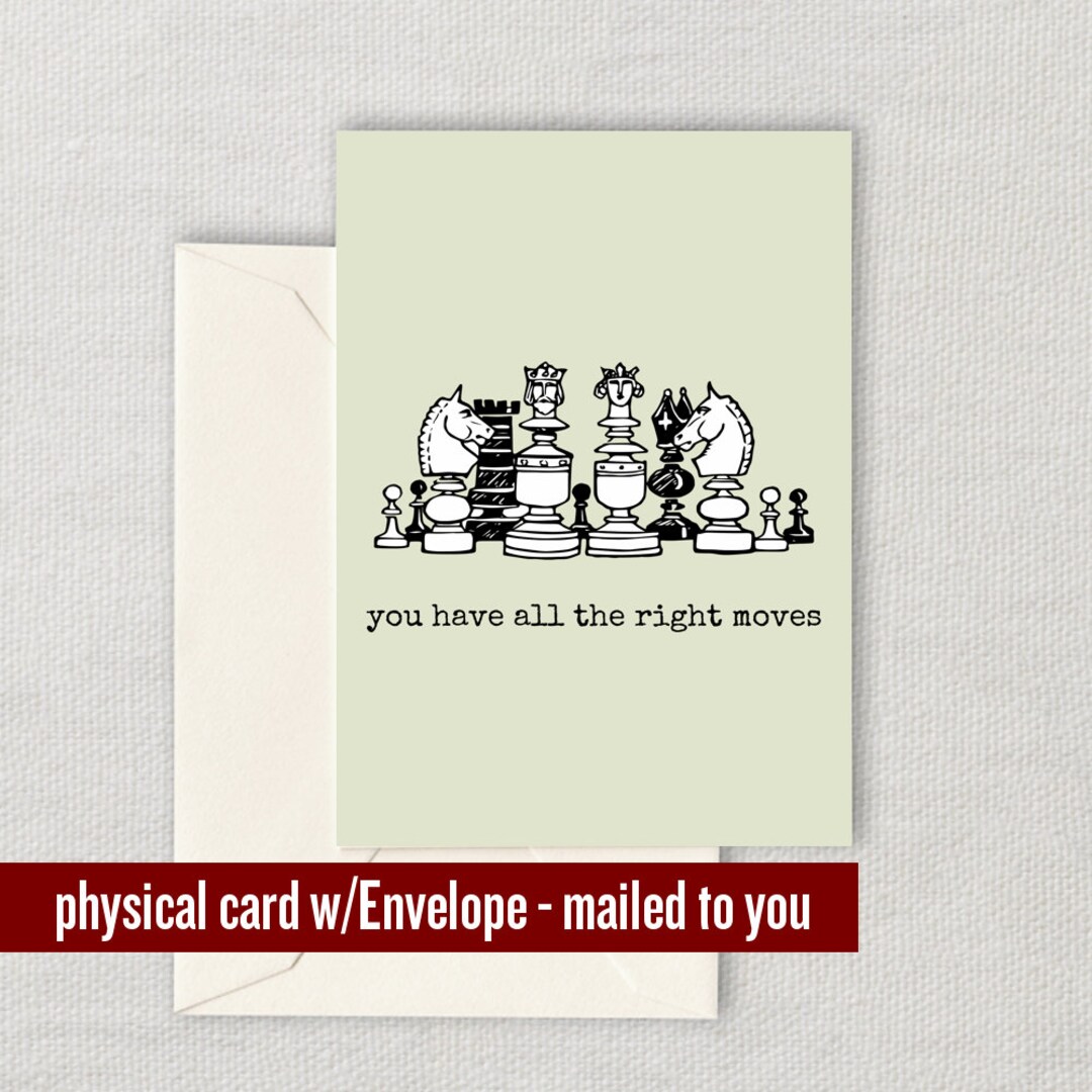 Romantic Chess Card - Chess Player Valentine - Chess Love Card - Chess ...