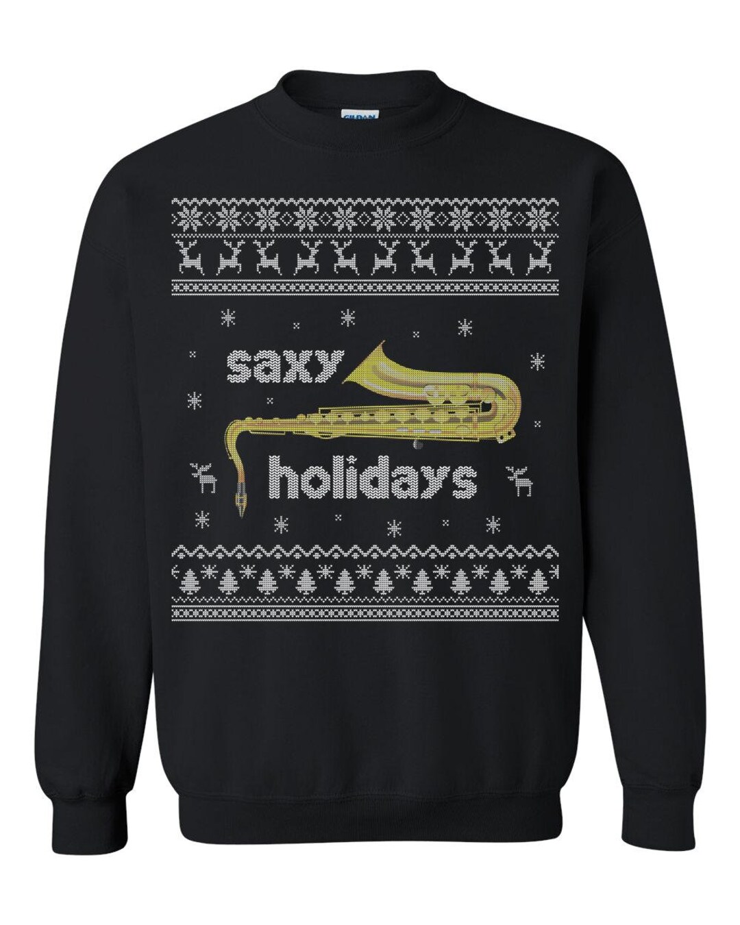 Saxophone Ugly Sweater - Sax Ugly Christmas Sweatshirt - Ugly Christmas ...