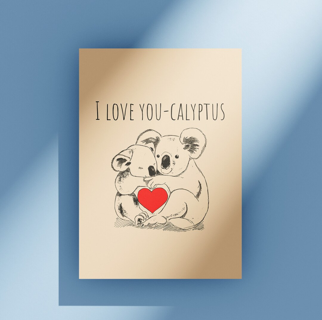 Cute Koala Printable Card - Koala Valentine - Koala Lover - Adorable ...