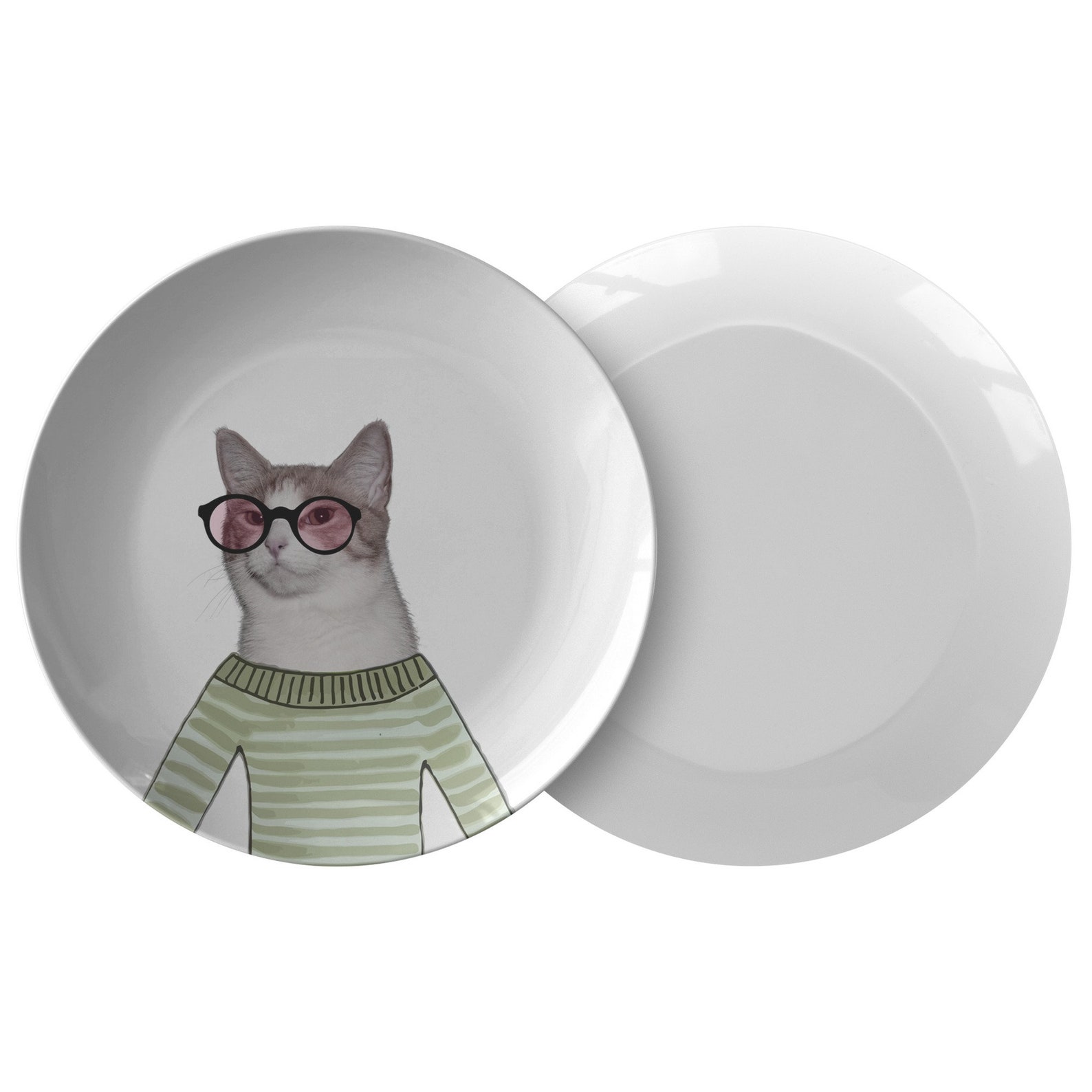 Funny Cat Plate Gift for Weird Cat Lovers Funky Cat in | Etsy