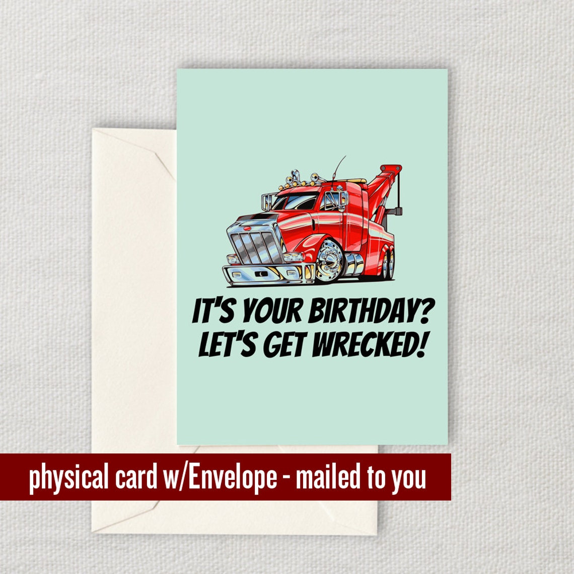 Funny Wrecker Birthday Card Tow Truck Printable Card Tow - Etsy