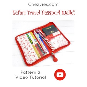 Safari Passport Holder Sewing Pattern With Templates and Video Tutorial ...