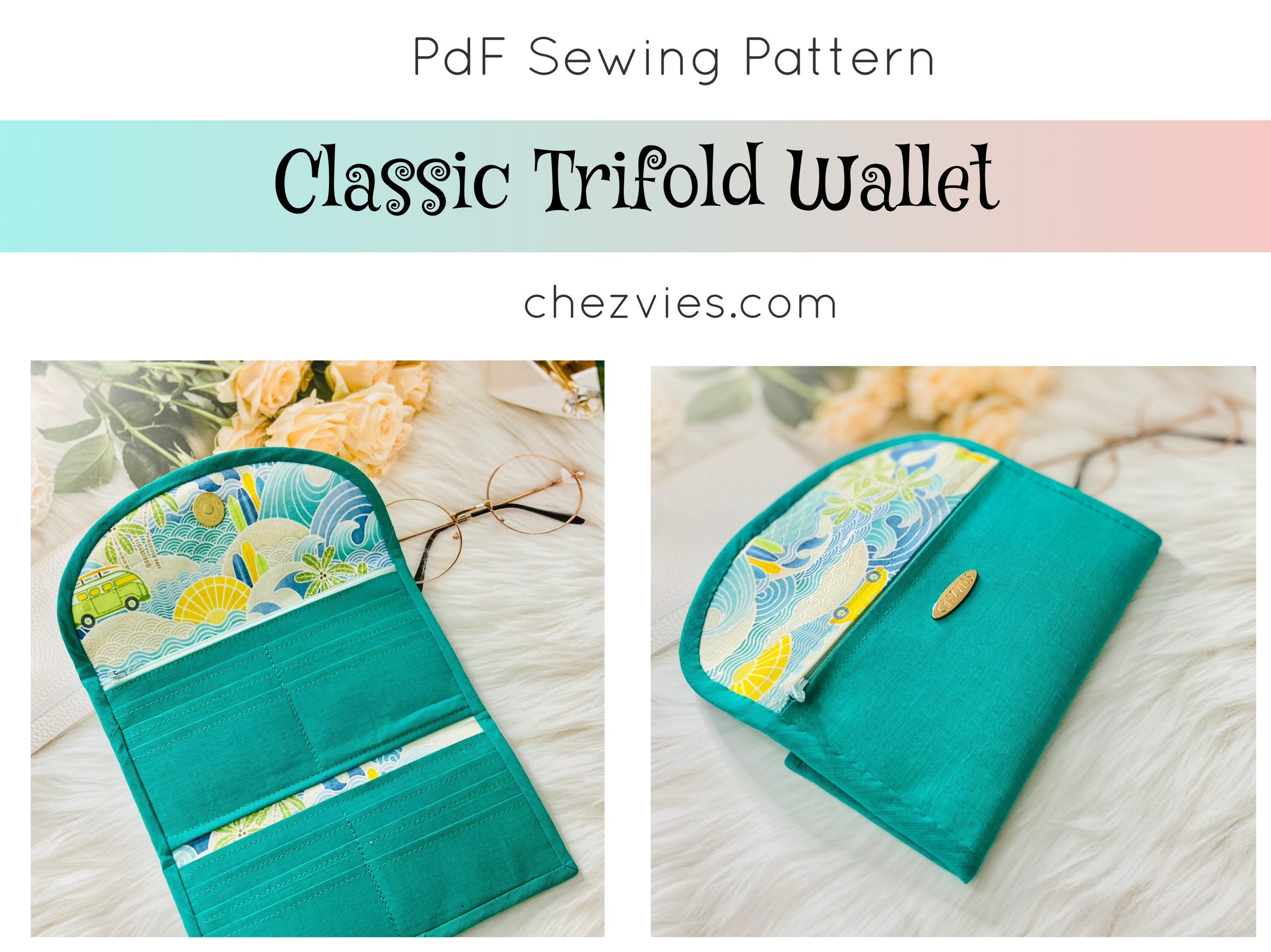 Trifold Wallet PDF Sewing Pattern: Cardholder Clutch With Video ...