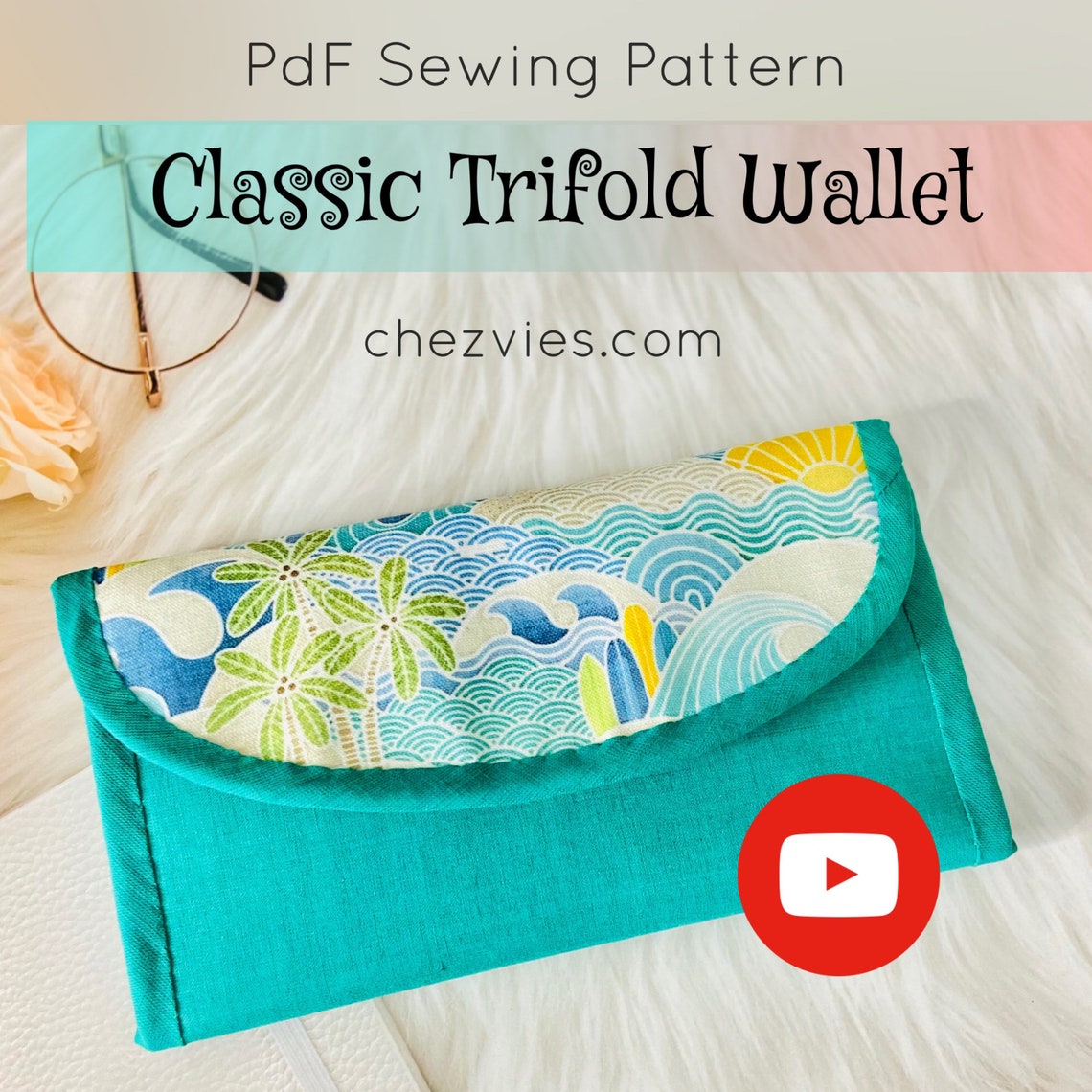 Trifold Wallet PDF Sewing Pattern: Cardholder Clutch With Video ...