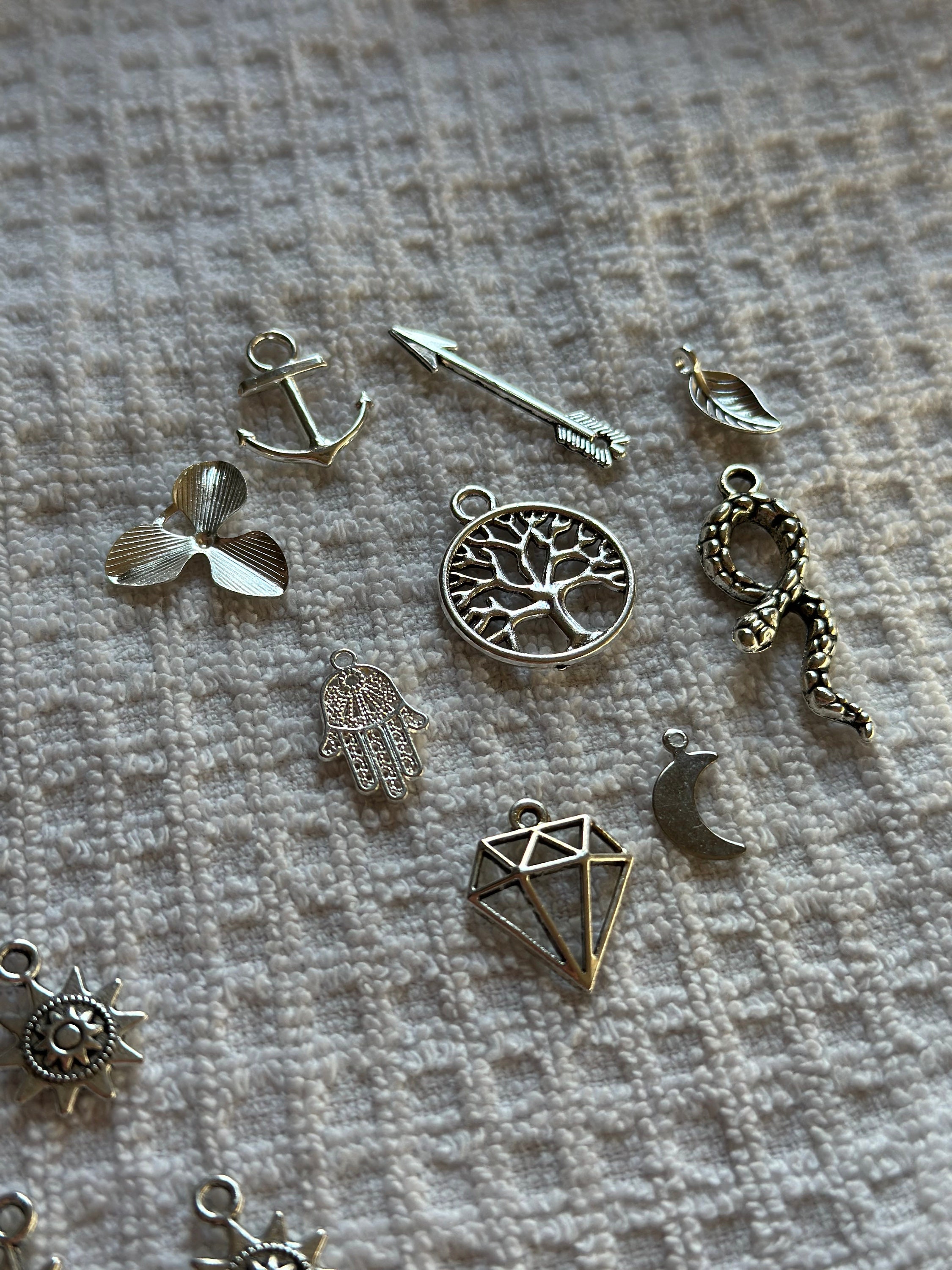 Custom Silver Charm Lot, 34 or 24 Ct, Bulk Charm Lot, Mixed Charm Lot ...