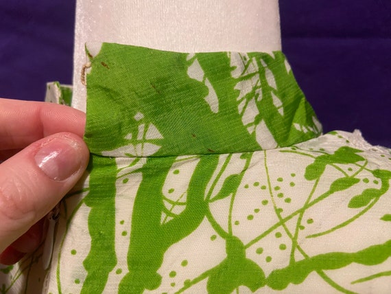 Vintage 60s Lime Green Paint Splatter Print Maxi Dres… - Gem