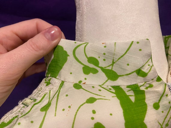 Vintage 60s Lime Green Paint Splatter Print Maxi Dres… - Gem