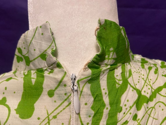 Vintage 60s Lime Green Paint Splatter Print Maxi Dres… - Gem