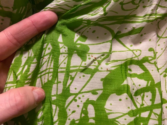 Vintage 60s Lime Green Paint Splatter Print Maxi Dres… - Gem