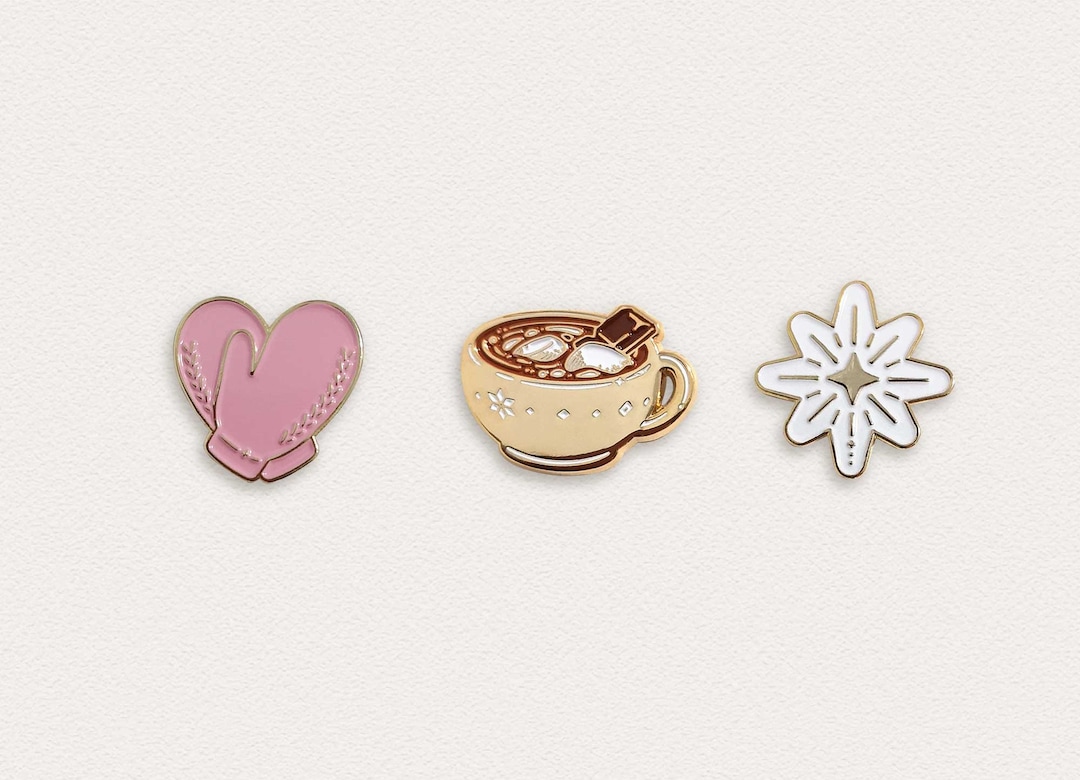 Hot Chocolate Pin - Heart Gloves Pin - North Star Pin - Christmas ...