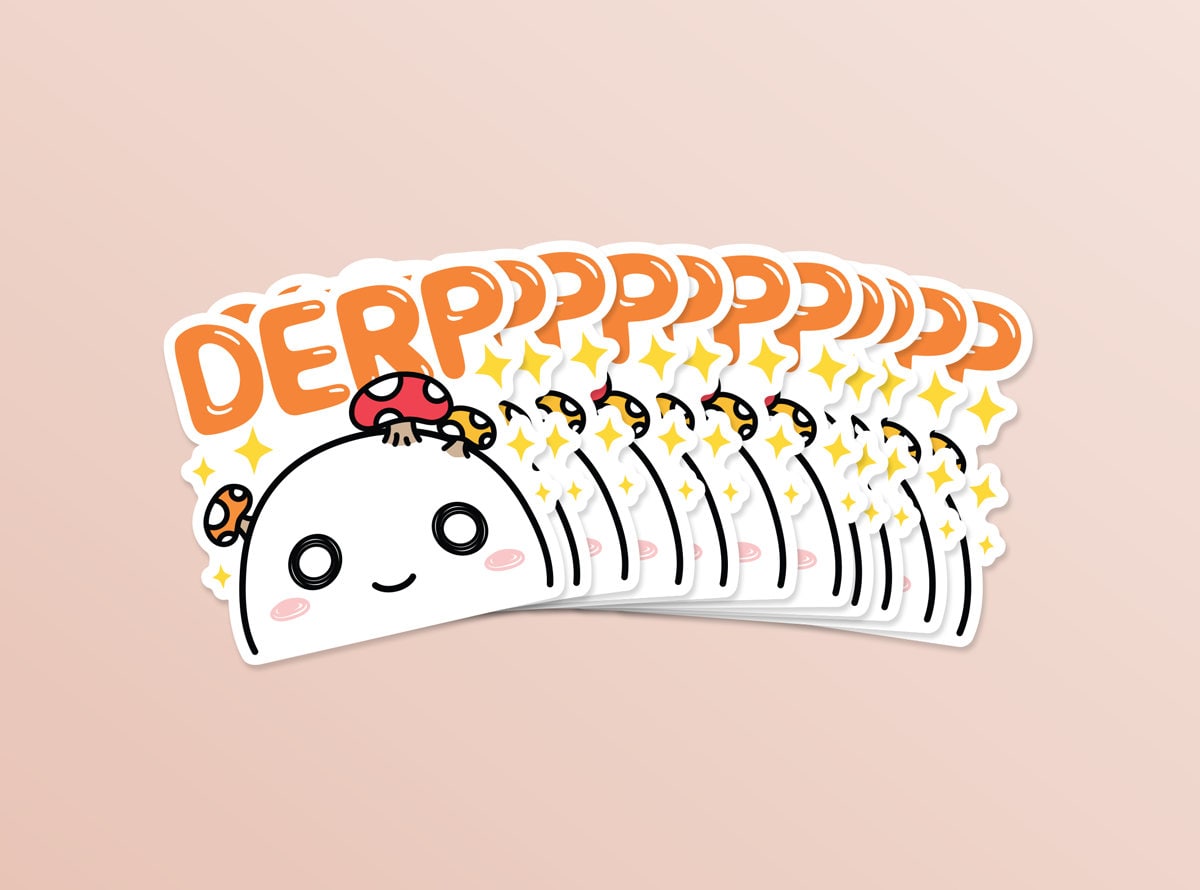 Derpy Man Mushroom Sticker Waterproof Scratchproof | Etsy