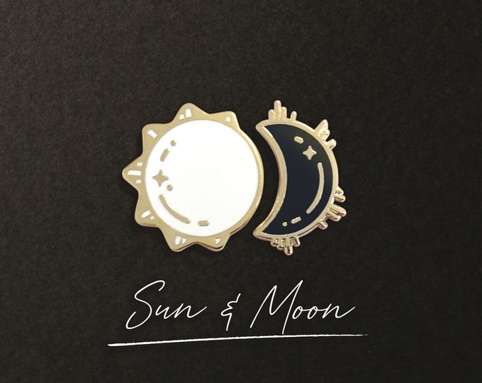 Sun and Moon Enamel Pin Set - Etsy