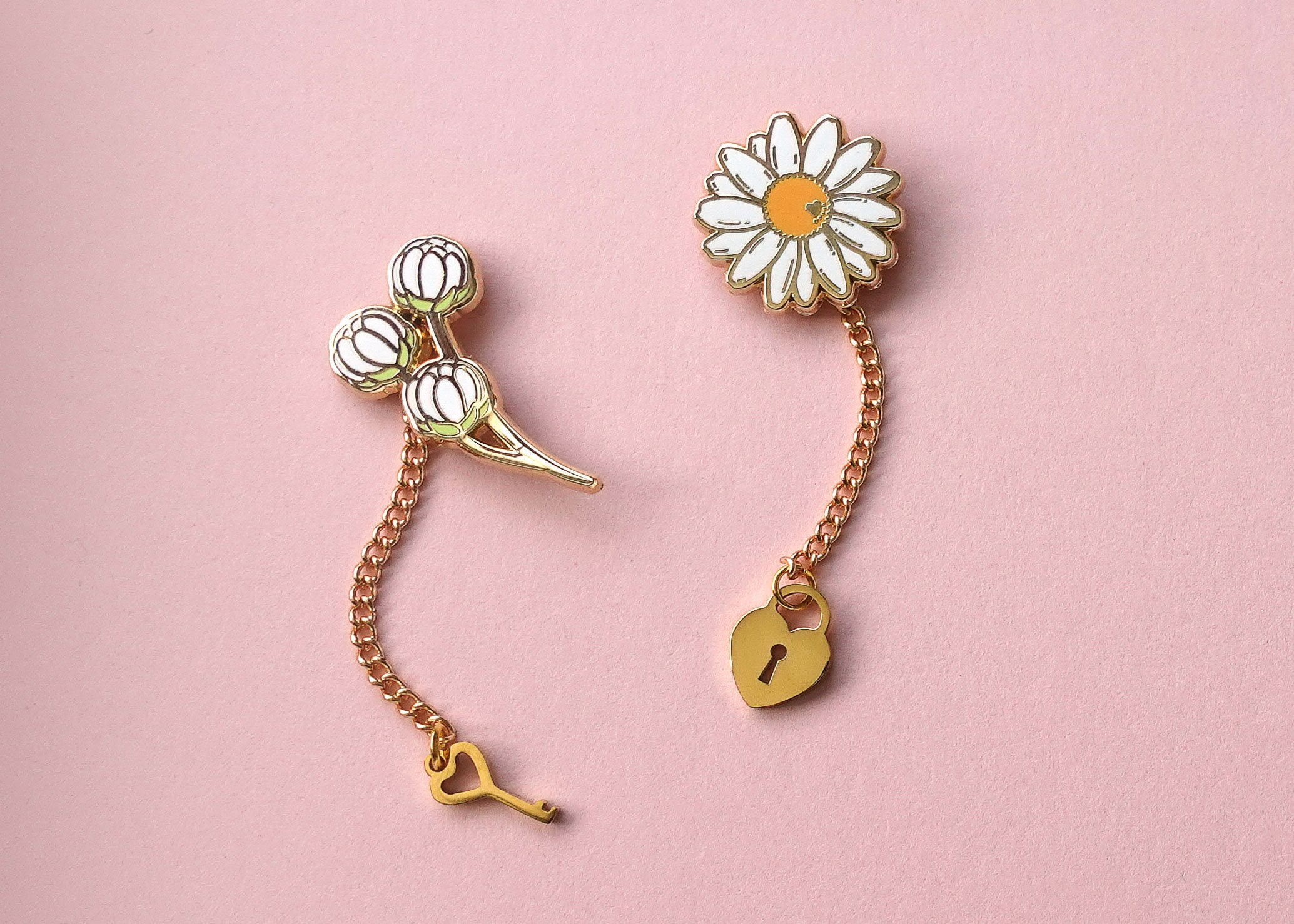 Enamel Pin Lock and Key Charms | Etsy