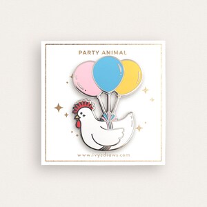 Party Animal Pin - Sky High Chicken - Balloon Chick - Etsy